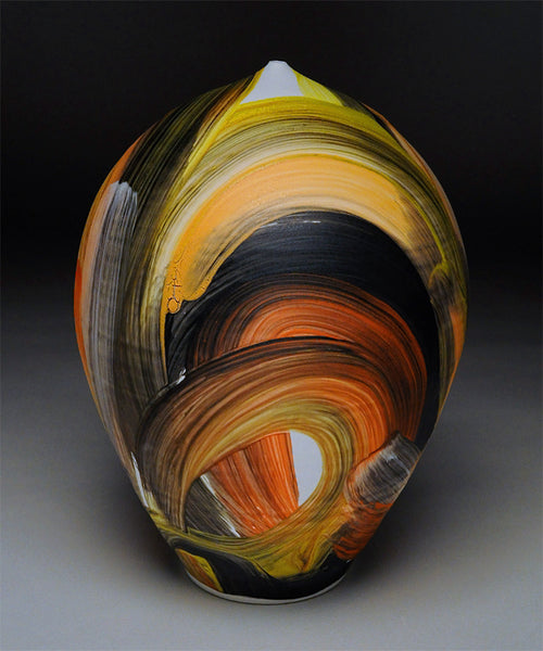 Large Brushed Bottle – Nicholas Bernard Studio Potter