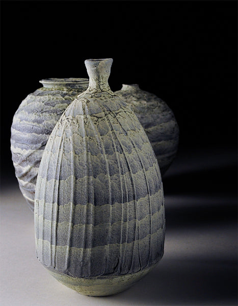 White on Black Flask – Nicholas Bernard Studio Potter